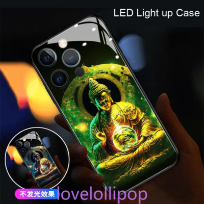 LED Induction Buddha Light up Phone Case Cover for iPhone 11 12 13 14 ...