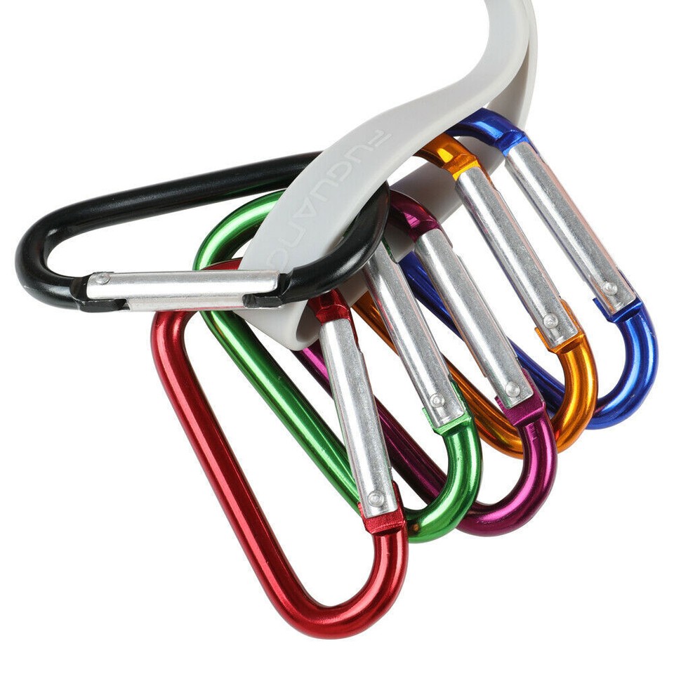 50/100 Pack Aluminum Carabiner Key Hook Keychain Buckle D Shape Spring ...