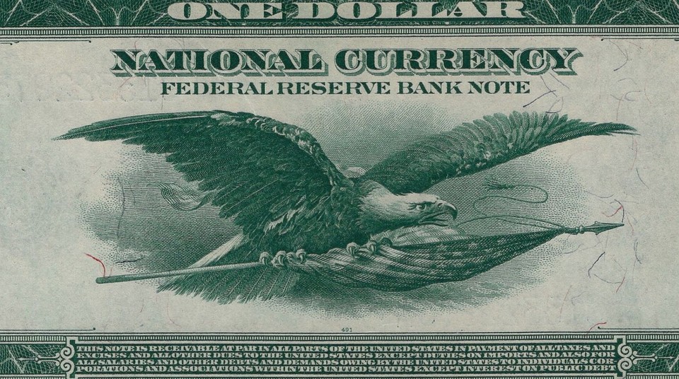 1918 $1 Federal Reserve Bank Note Kansas CIty Flying Eagle PCGS65 PPQ ...