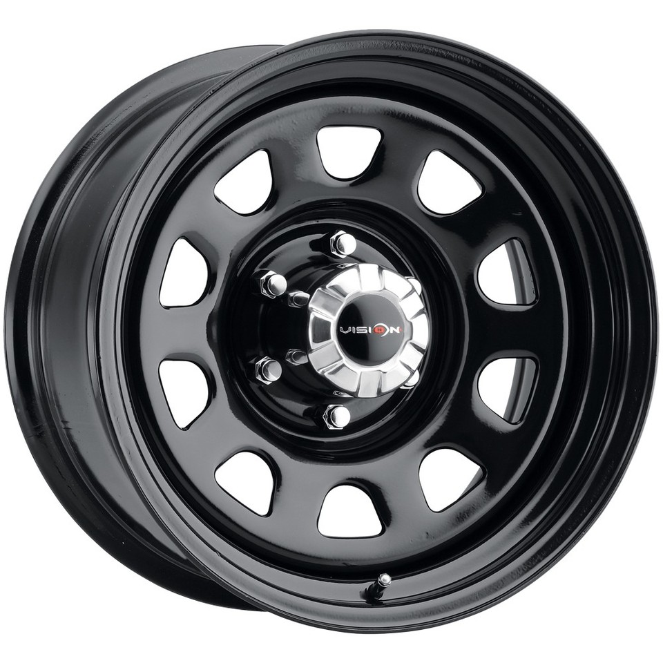(Set of 4) Vision 84 D Window 16x7 6x5.5" +0mm Gloss Black Wheels Rims ...