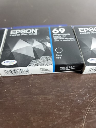 New Genuine Epson 69 Black Magenta Ink Lot Of 3 cartridges T069120 ...