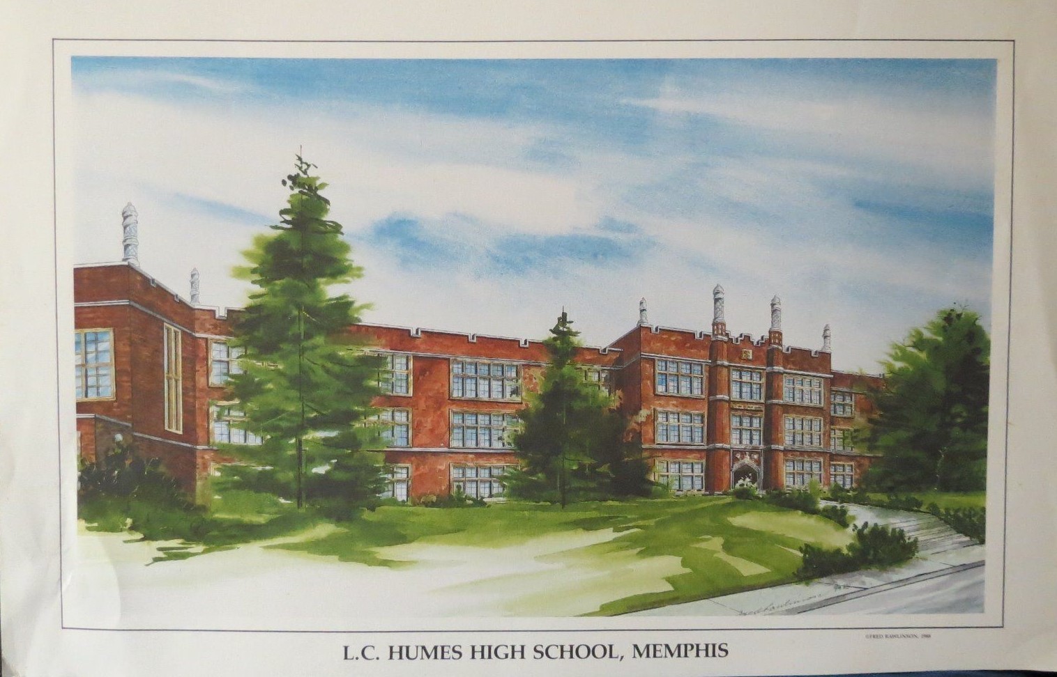 HUMES HIGH SCHOOL BY FRED RAWLINSON ELVIS PRESLEY SCHOOL | eBay