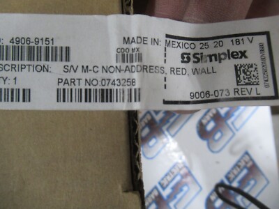 Simplex 074358, Speaker Horn Strobe, Fire Wall Mount, Non Addressable ...