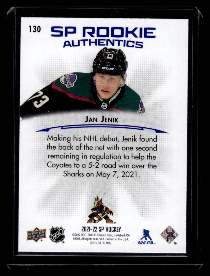 2021 SP Rookie Authentics Blue Jan Jenik #130 Arizona Coyotes | eBay