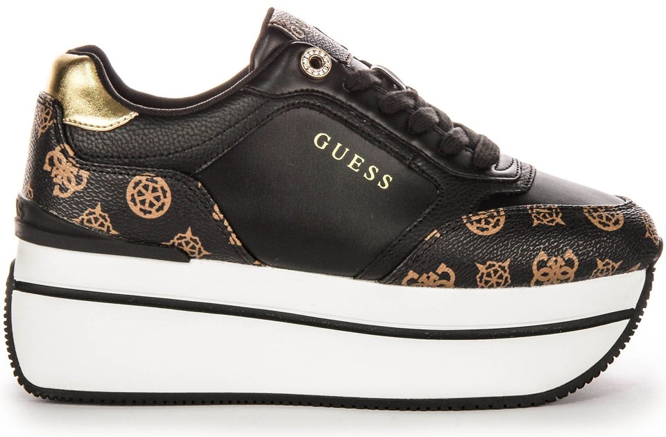 Guess Flpcm4Fal12 Camrio 4G Peony Logo Platform Black Brown Womens UK 3 ...