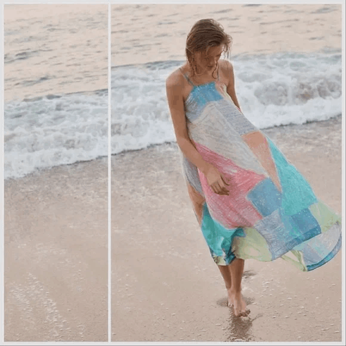 Anthropologie Lilka Annette Pastel Patchwork Midi Dress Women's Size M/L | eBay