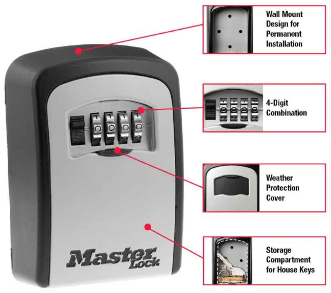 Master Lock 3-1/4 in. (83 mm) Set-Your-Own-Combination Wall lock Box ...