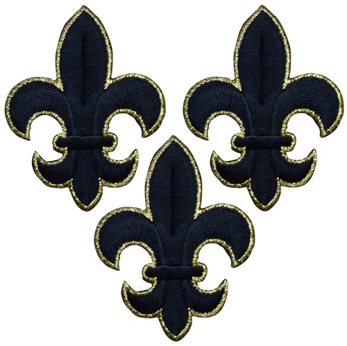Large Fleur De Lis Applique Patch - Black Metallic Gold 2-5/8" (3-Pack, Iron on) | eBay