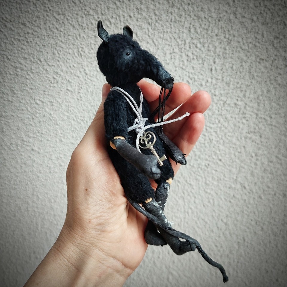 Creepy rat. Black creepy doll rat. Gothic rat figurine. Rat toy ...