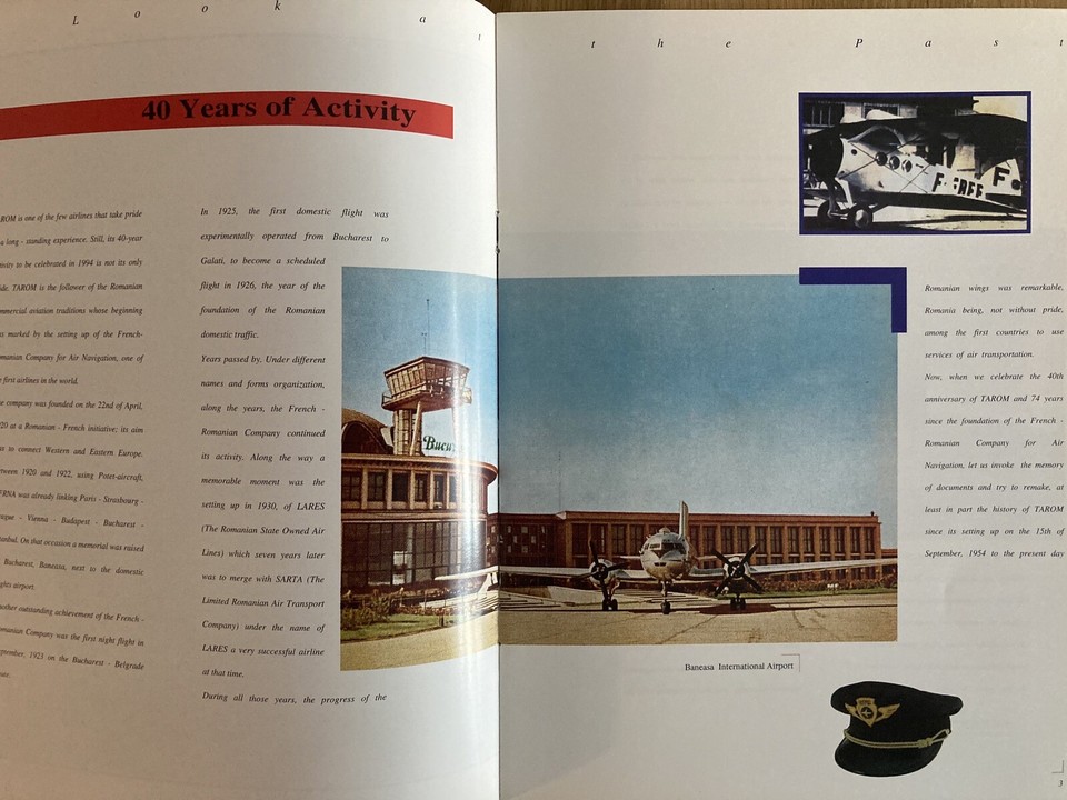 TAROM AIRLINES 1994 PROFILE HISTORY BROCHURE A310 BAC1-11 B707 IL14 ...