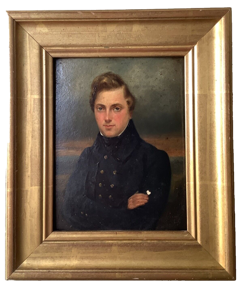18th - British Romantic - Oil Panel Painting - Portrait Gentleman with ...