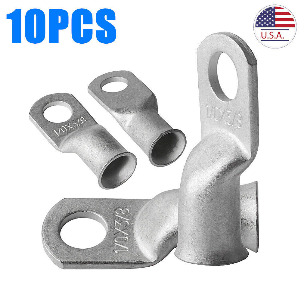10 Lot Gauge 1/0×3/8" Hole Ring Terminal Lug Tin Plated Copper ...