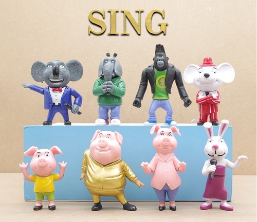 New Sing Movie Cartoon 8PCS Action Figure Toys 3-4'' Buster Moon Johnny ...