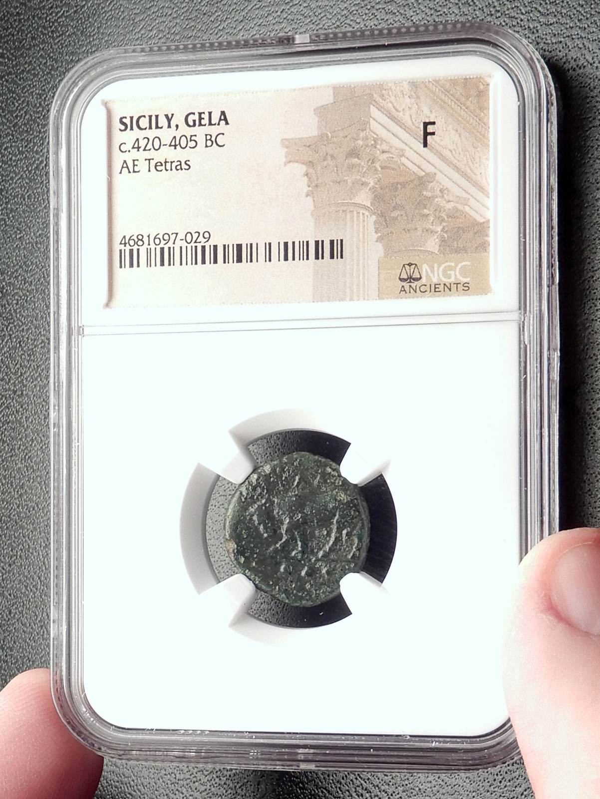 GELA in SICILY Genuine Ancient 420BC Greek Coin BULL WHEEL NGC ...