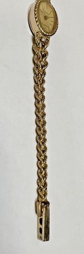 Vintage Geneve Watch 14K Gold Ladies Oval Wristwatch Rope Bracelet w 6 ...