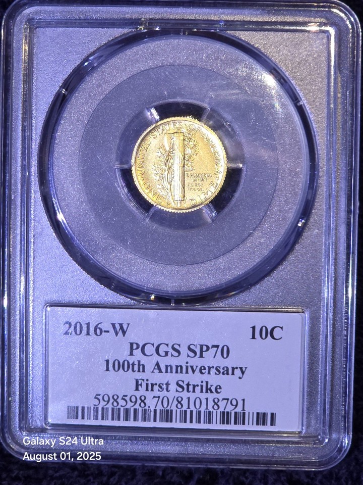 2016 W MERCURY GOLD DIME 100TH ANNIVERSARY PCGS SP70 FIRST STRIKE ...