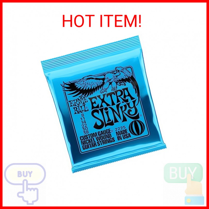 Ernie Ball Extra Slinky Nickel Wound Electric Guitar Strings - 8-38 ...