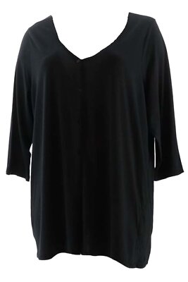 LOGO Principles by Lori Goldstein 3/4 Sleeve Cardigan Black | eBay