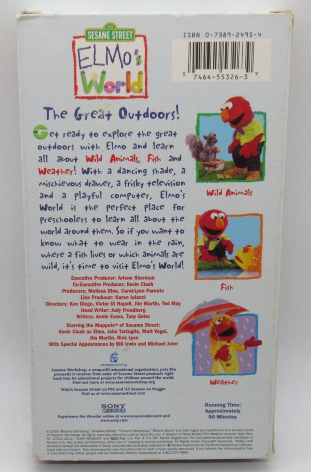 SESAME STREET - ELMO'S WORLD: THE GREAT OUTDOORS VHS VIDEO, ANIMALS ...
