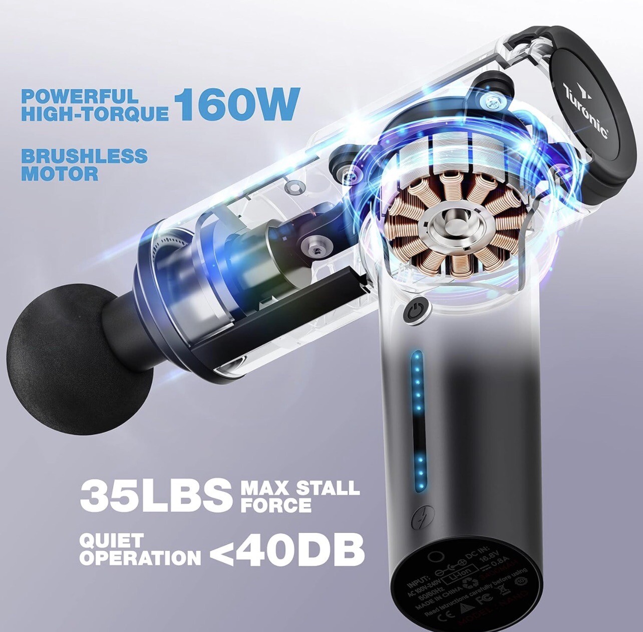 Turonic GM5 Massage Gun Deep Tissue Massager for Muscle Relax Pain ...