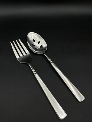 Oneida Stainless Satin Easton SLOTTED SPOON and MEAT FORK marked Cube ...