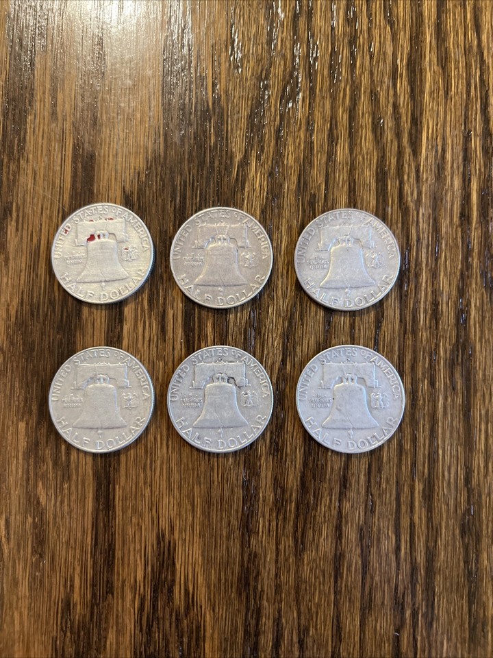 Lot Of 6 Benjamin Franklin Silver Half Dollar Coins | eBay