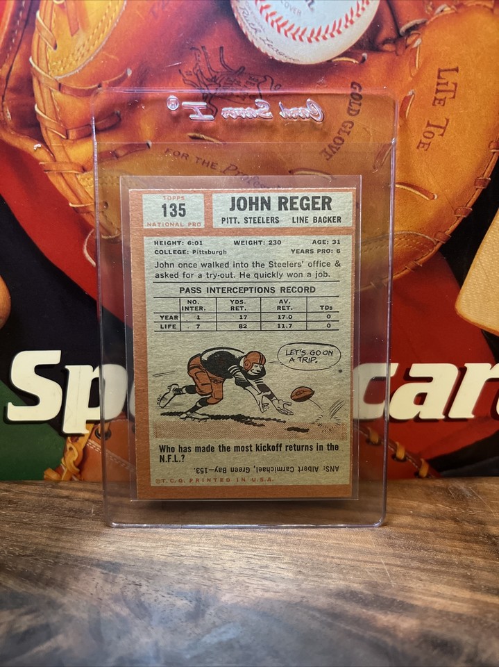 1962 Topps #135 John Reger Steelers EX-MT Sharp set break | eBay