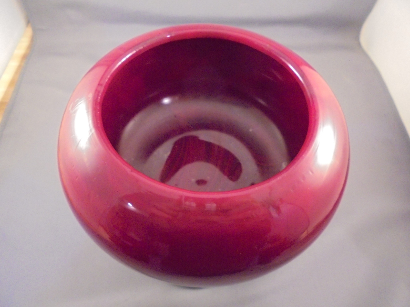 Antique Vintage Fenton Glass Mandarin Red Bowl Vase on Black Glass ...