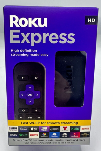 Roku Express Streaming HD New Media Player, Remote w/Premium Hdmi 3960R ...