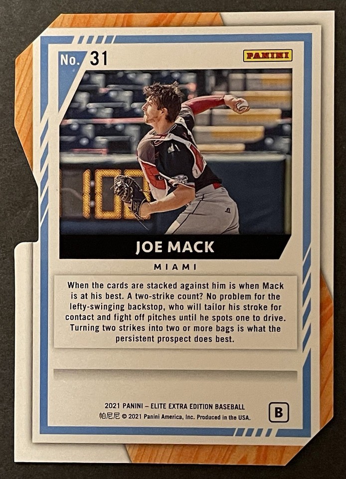 Joe Mack 2021 Panini Elite Extra Ed #31 Prime Numbers Die Cut 106/137 ...