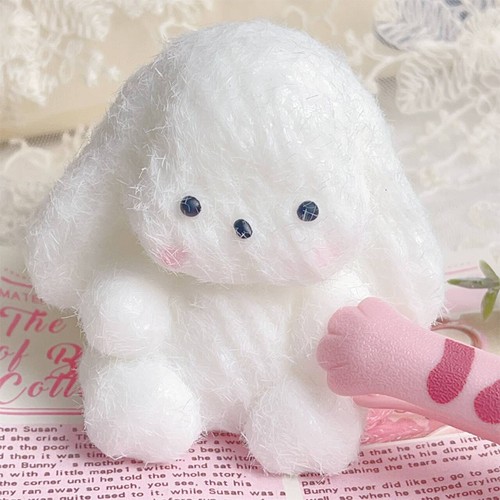 Kawaii Flocking Bunny Taba Squishy Stress Relief Decompression Toy ...