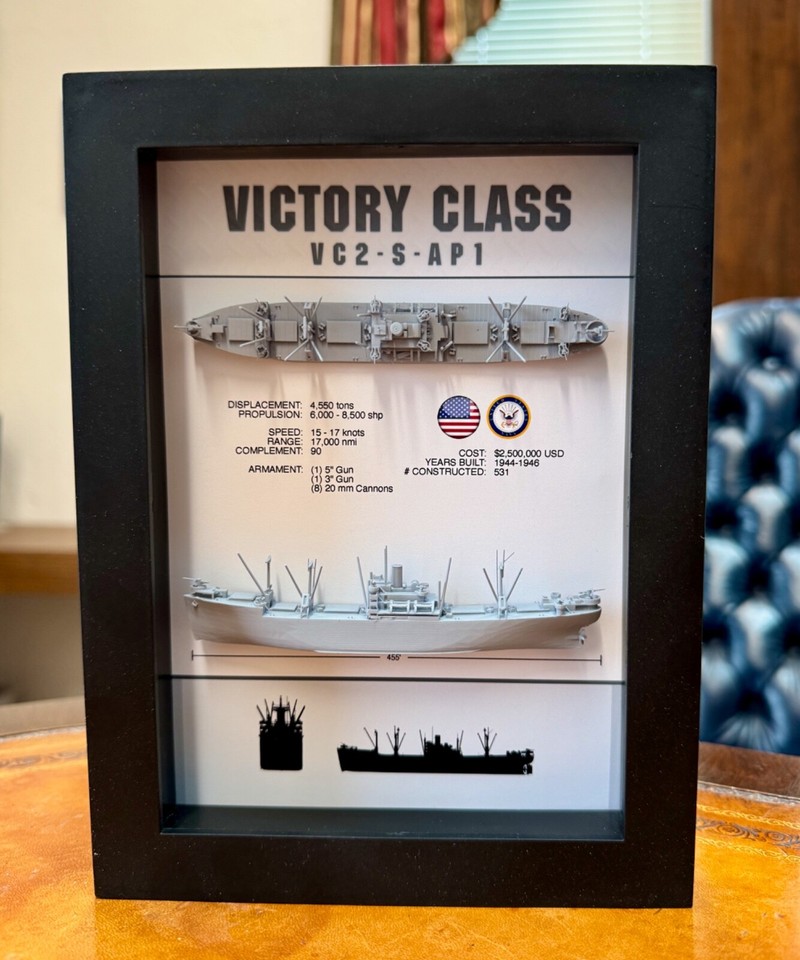 Victory Ship Class Shadow Display Box, VC2-S-AP1, WW2, 6" x 8", Black ...