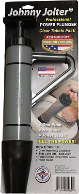 NEW JOHNNY JOLTER JJR-304 USA MADE POWER TOILET PLUNGER ONE PUSH NO ...