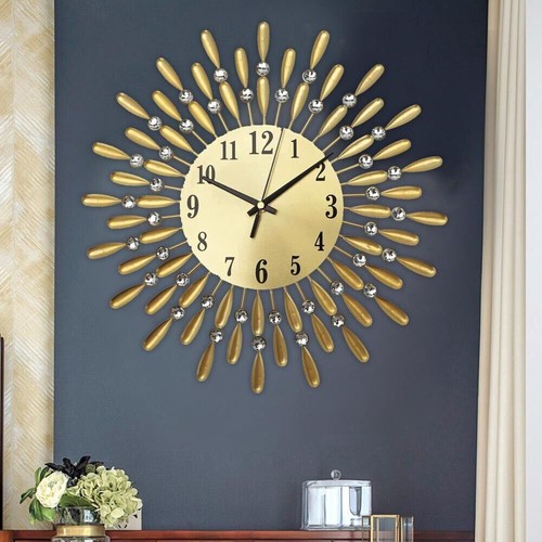 38cm Diamante Beaded Crystals Quartz Jeweled Wall Clock Home Decor ...