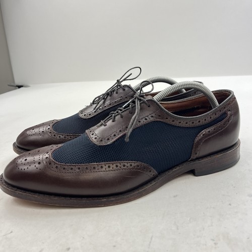 ALLEN EDMONDS STRAWFUT BROWN LEATHER VENTILATED MESH DRESS SHOES WING ...