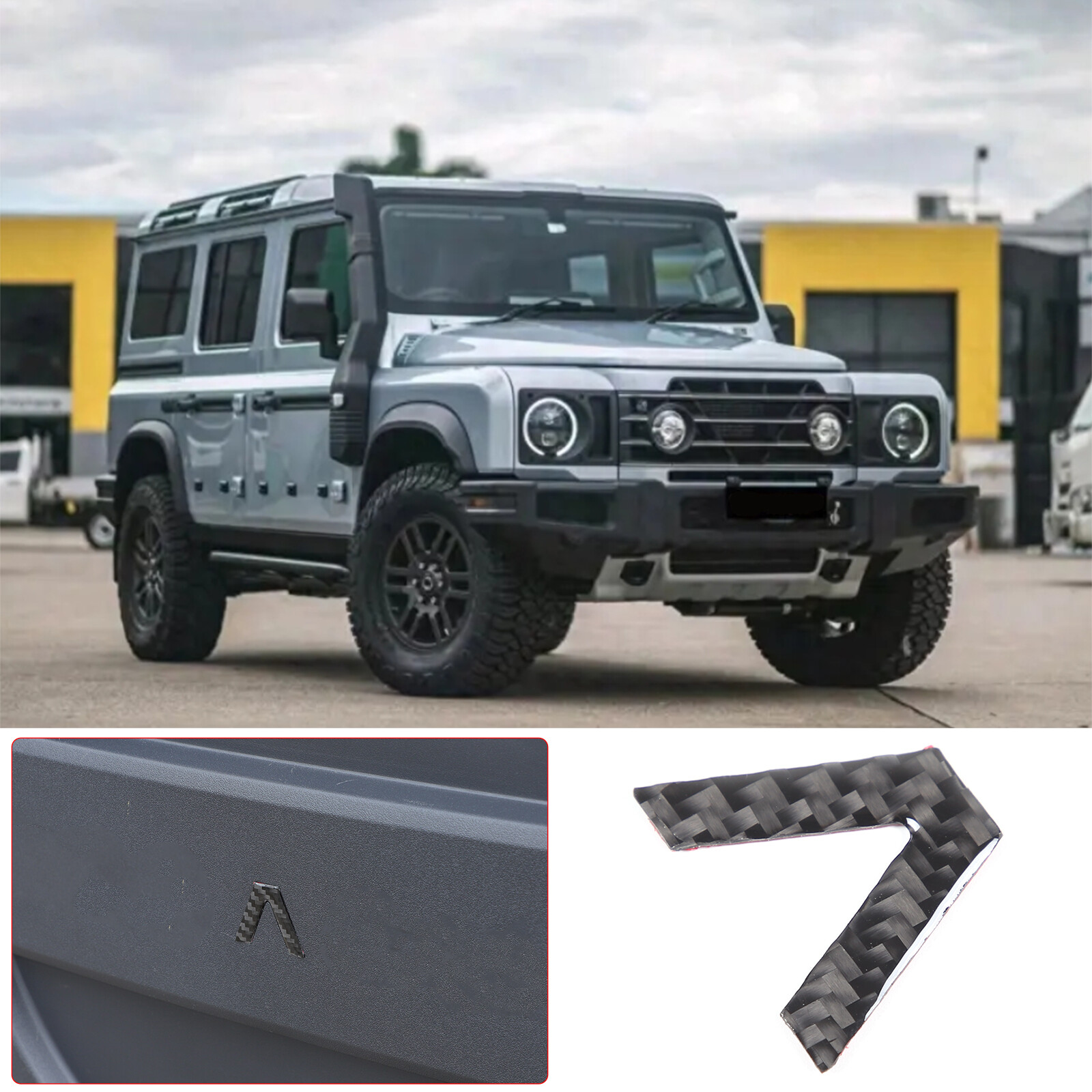 Rear Spare Tire Carbon Fiber V-Shape Decal Sticker For Ineos Grenadier ...