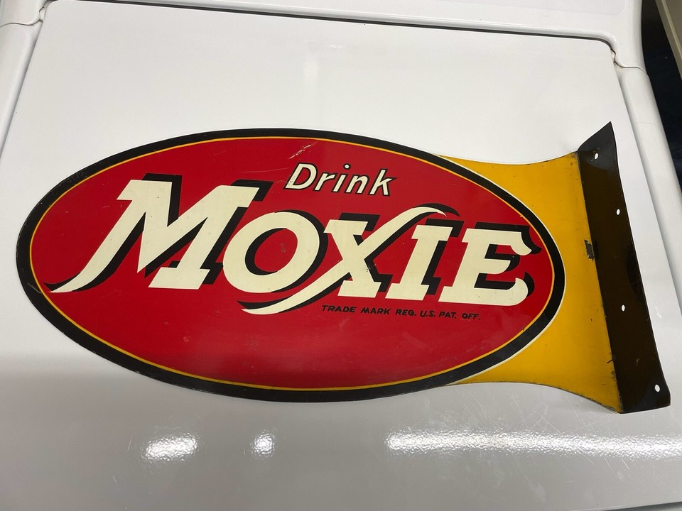 Drink Moxie flange tin sign Soda Original Circa 1940 Rare 9x18 Nice ...