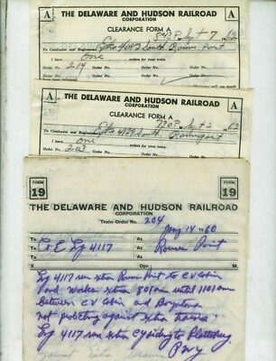 DELAWARE & HUDSON R.R. TRAIN ORDERS (12) ROUSES POINT, NEW YORK 1953 ...