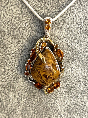 Indian Script Stone with Gemstones Pendant Necklace | eBay