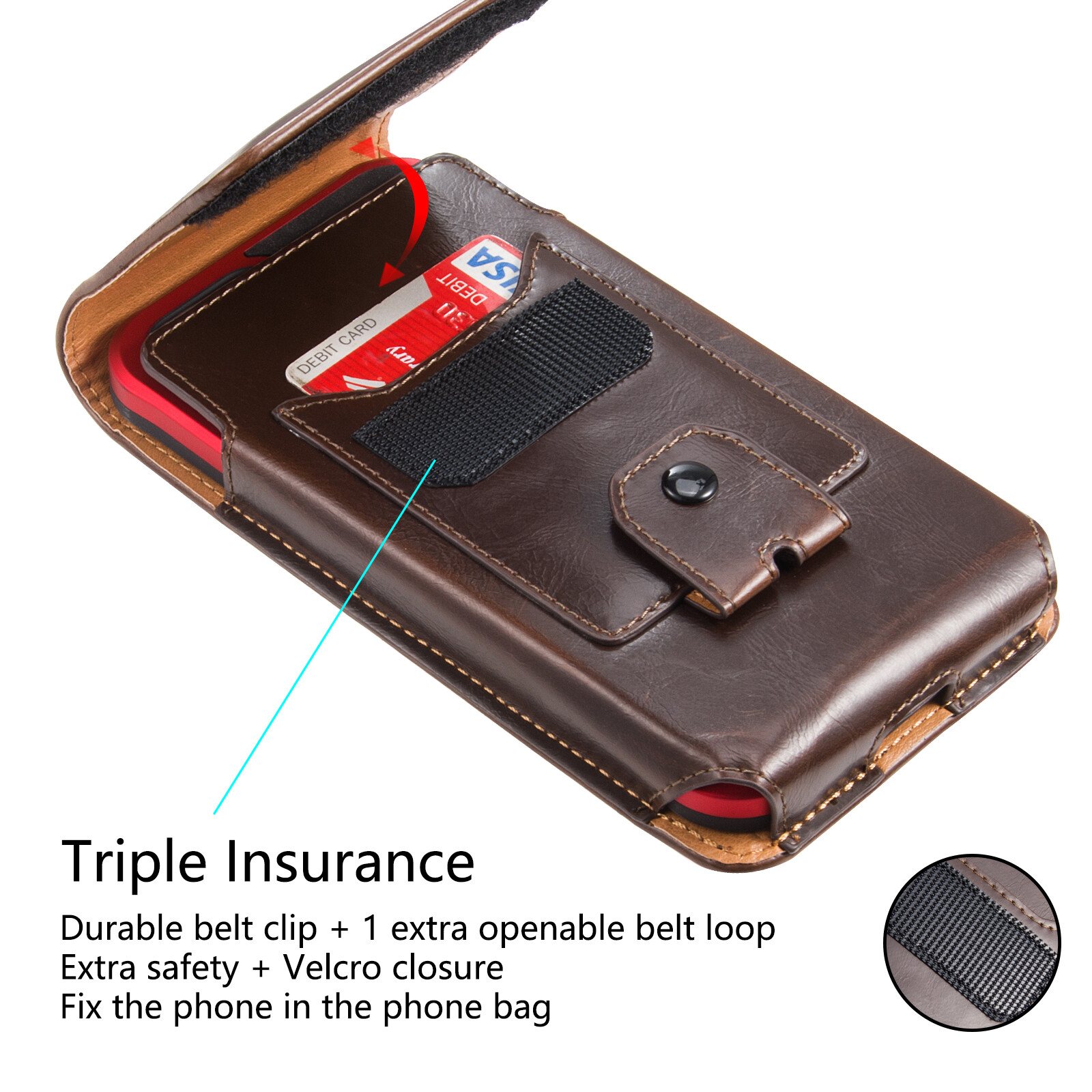 XL Large Cell Phone Holster Pouch Leather Case with Belt Clip for ...