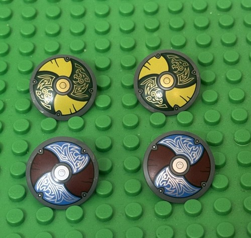Lego 4 Pieces Viking Village Dark Bluish Gray Convex Round Decorated ...