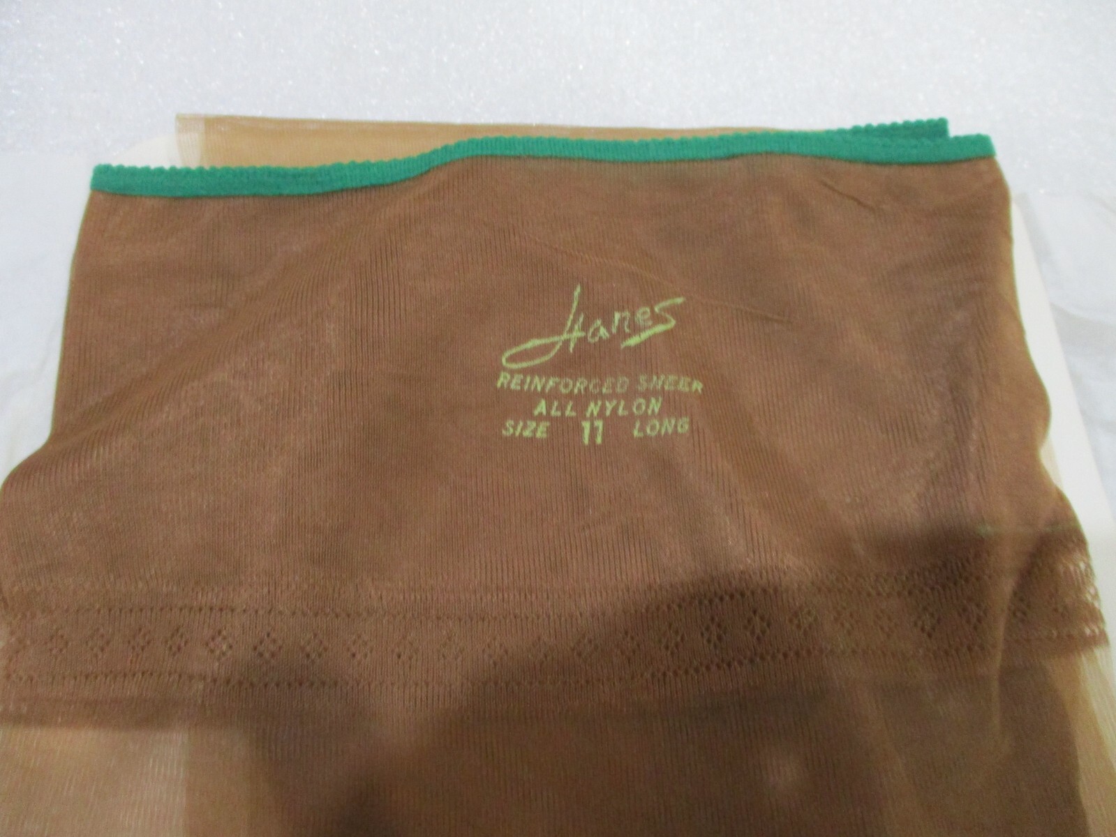 1PR VINTAGE HANES 415 REINFORCED SHEER SHINY RHT NYLON STOCKINGS 11 ...