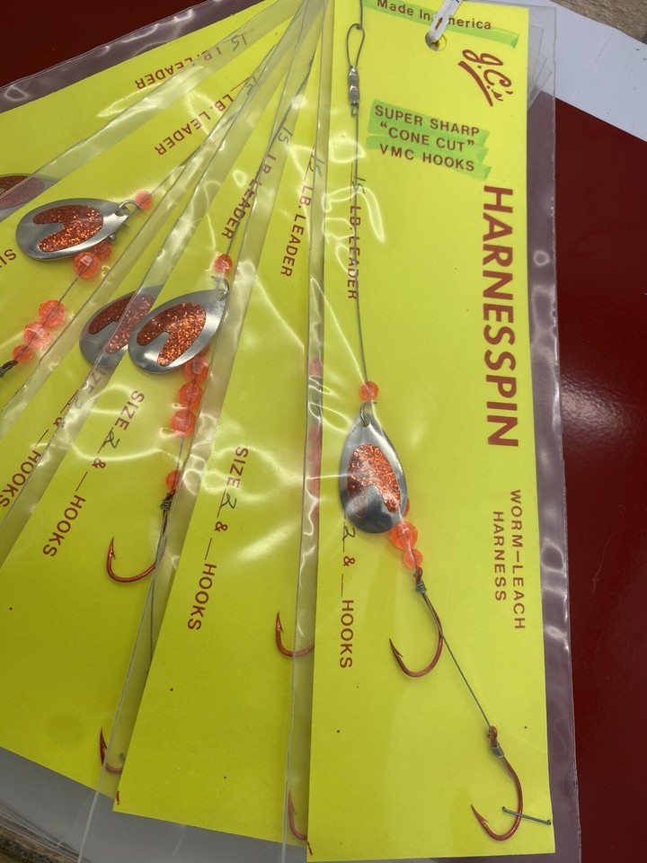 6 J.C.’s Worm/Leach Harness Size 2, 15lb Leader,for Walleye Pike ...