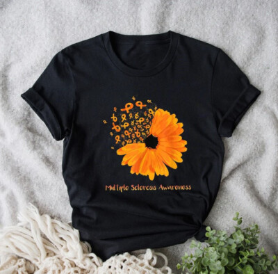 Multiple Sclerosis Awareness Ribbon Flower MS Hope Fighter T-Shirt MS ...
