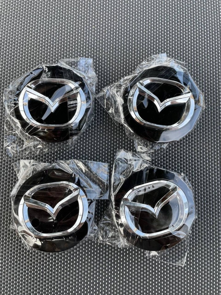 MAZDA 4X BLACK 56mm/2.20in Wheel Center Caps Mazda 3/5/6, Miata, RX 8 ...