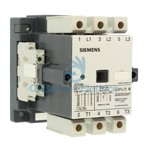 Siemens 3TF48220AC2 Contactor 3 Pin 37KW 400V AC-3 CONT.AUX.2NO+2NC 24V ...