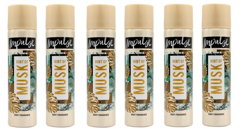 6 x IMPULSE PERFUME IN A SPRAY 50g BODY FRAGRANCE HINT OF MUSK 100% ...