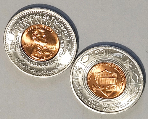 Good Luck 8 Symbols VILLALBA PUERTO RICO Encased Cent Lucky Penny ficha ...