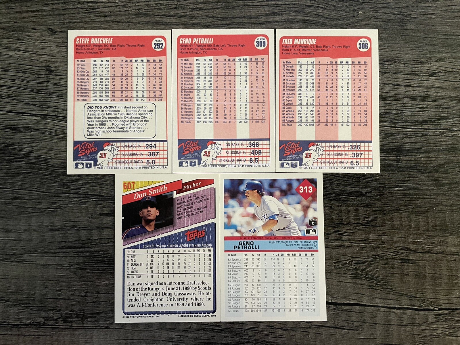 Texas Rangers Baseball Card Lot - 5 Cards - No Duplicates - Fast ...