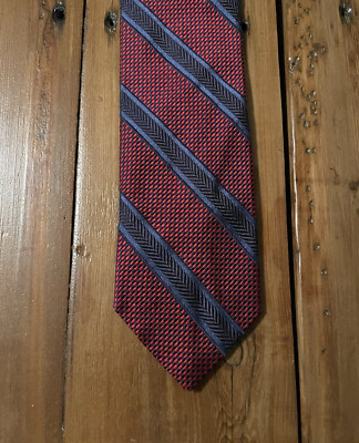 Faconnable Made in Italy 100% Silk Maroon Blue Striped Men's Neck Tie ...